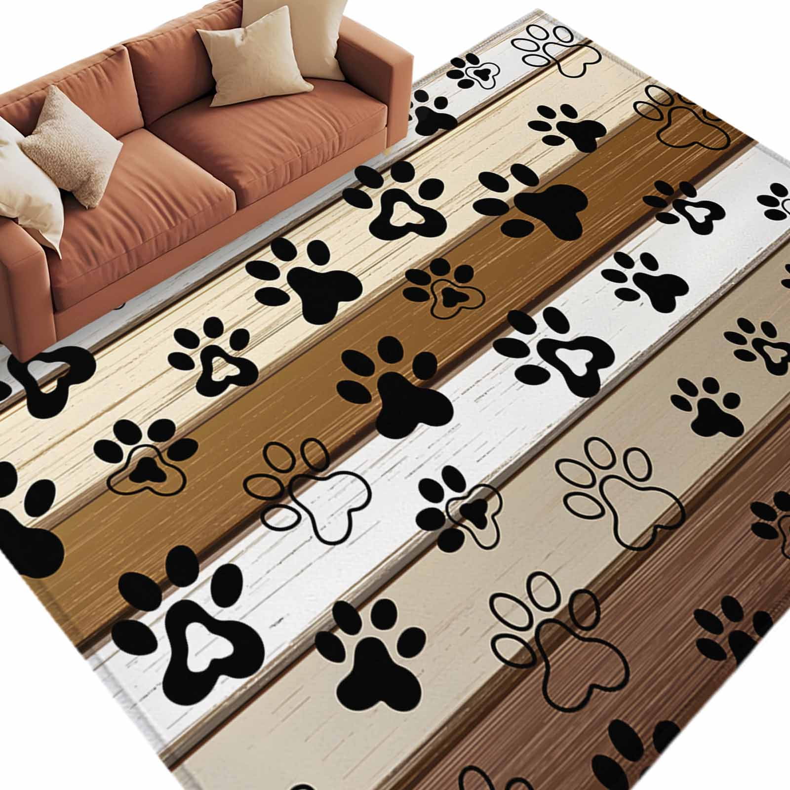 Brown Beige Farmhouse Large Area Rugs for Bedroom Living Room, Soft Non ...