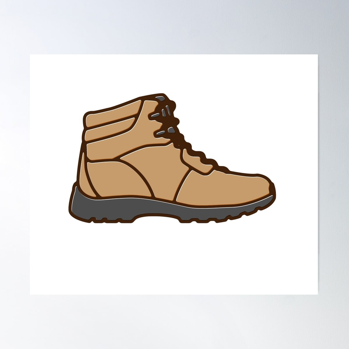Brown Beige Hiking Boot Poster Wall Art, Modern Wall Decor For Living ...