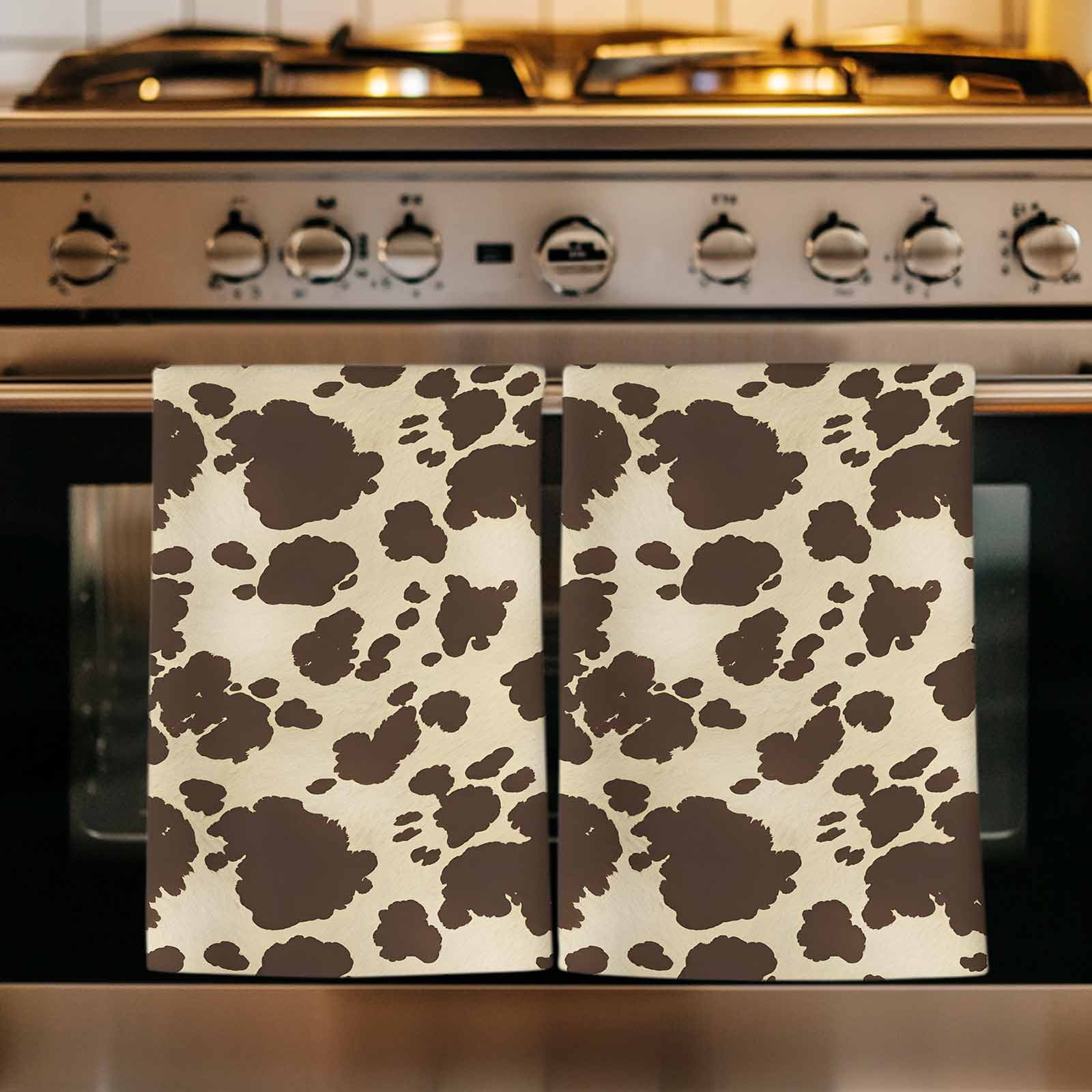 Brown Beige Kitchen Towels Set of 1, Modern Animal Texture Abstract ...