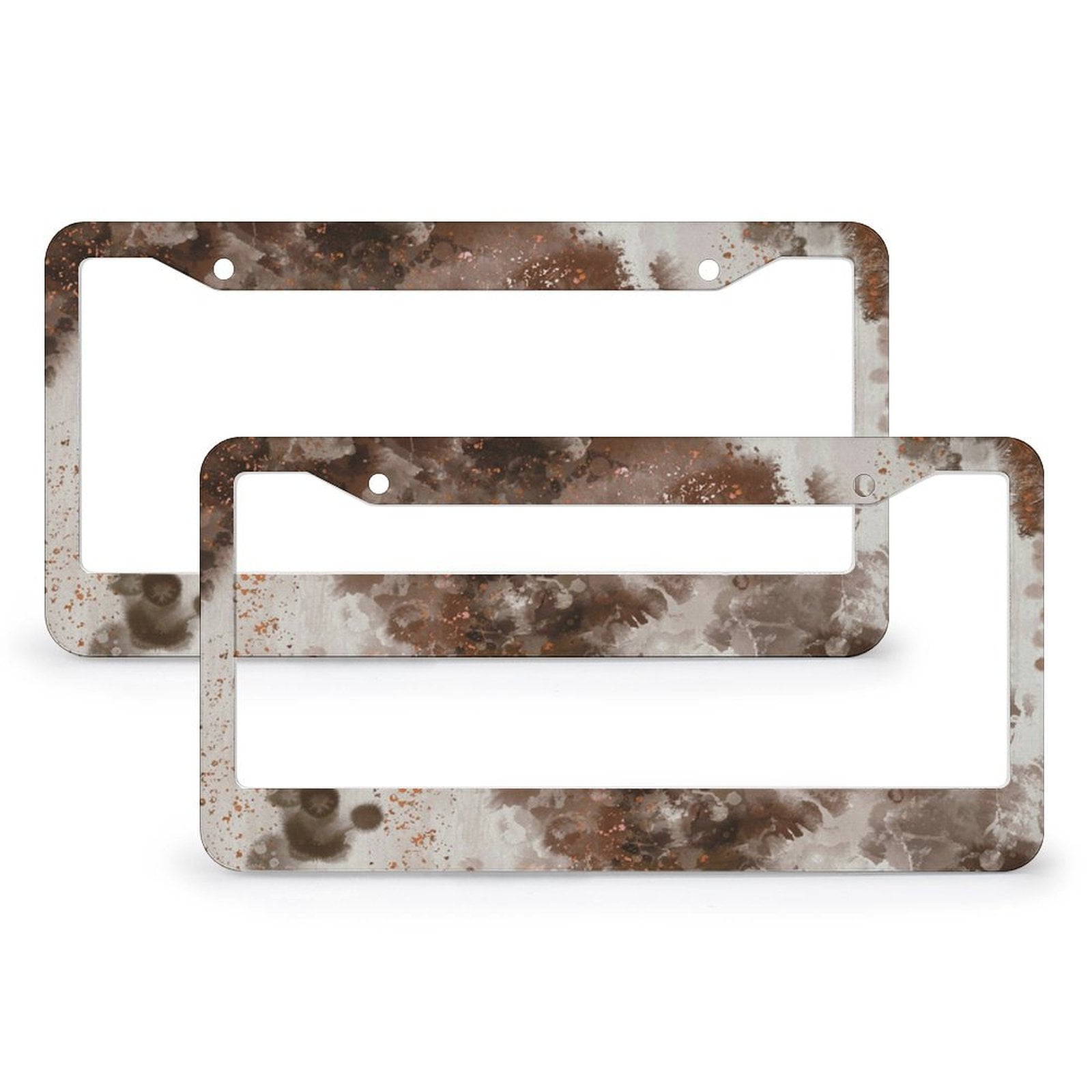 Brown Beige License Plate Frame - 2 Pack Aluminum Vintage License Plate ...