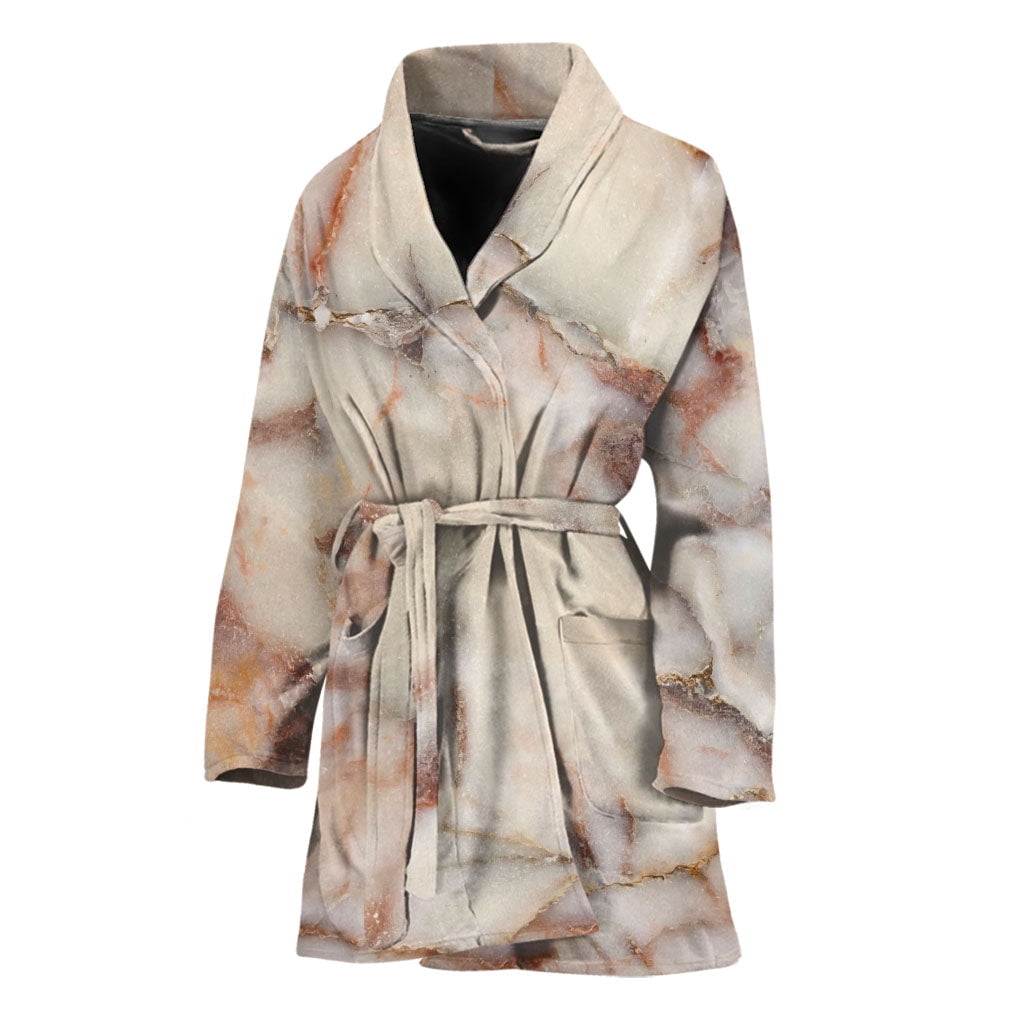 Brown Beige Marble Women Bathrobe One Size Univeral Fits Fashion ...