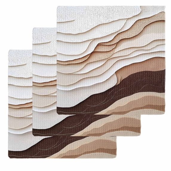 Brown Beige Ombre Kitchen Dish Towels for Drying Dishes Set of 3 ...