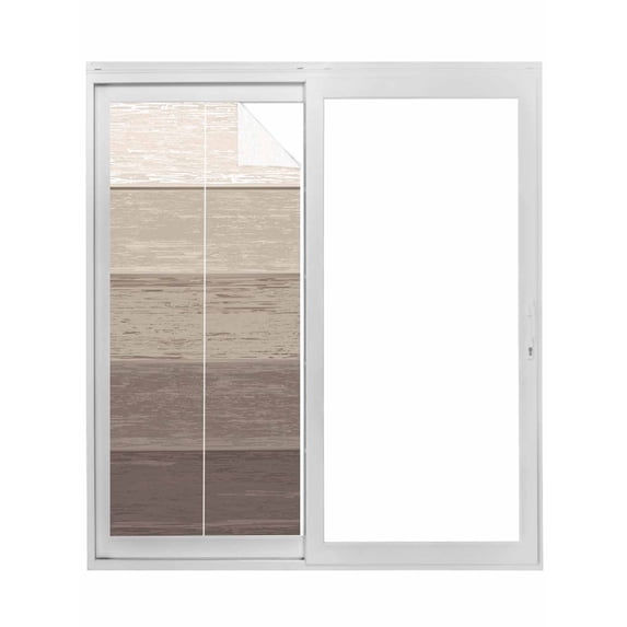 Brown Beige Ombre Window Privacy Film, Farmhouse Vintage Wooden Striped ...