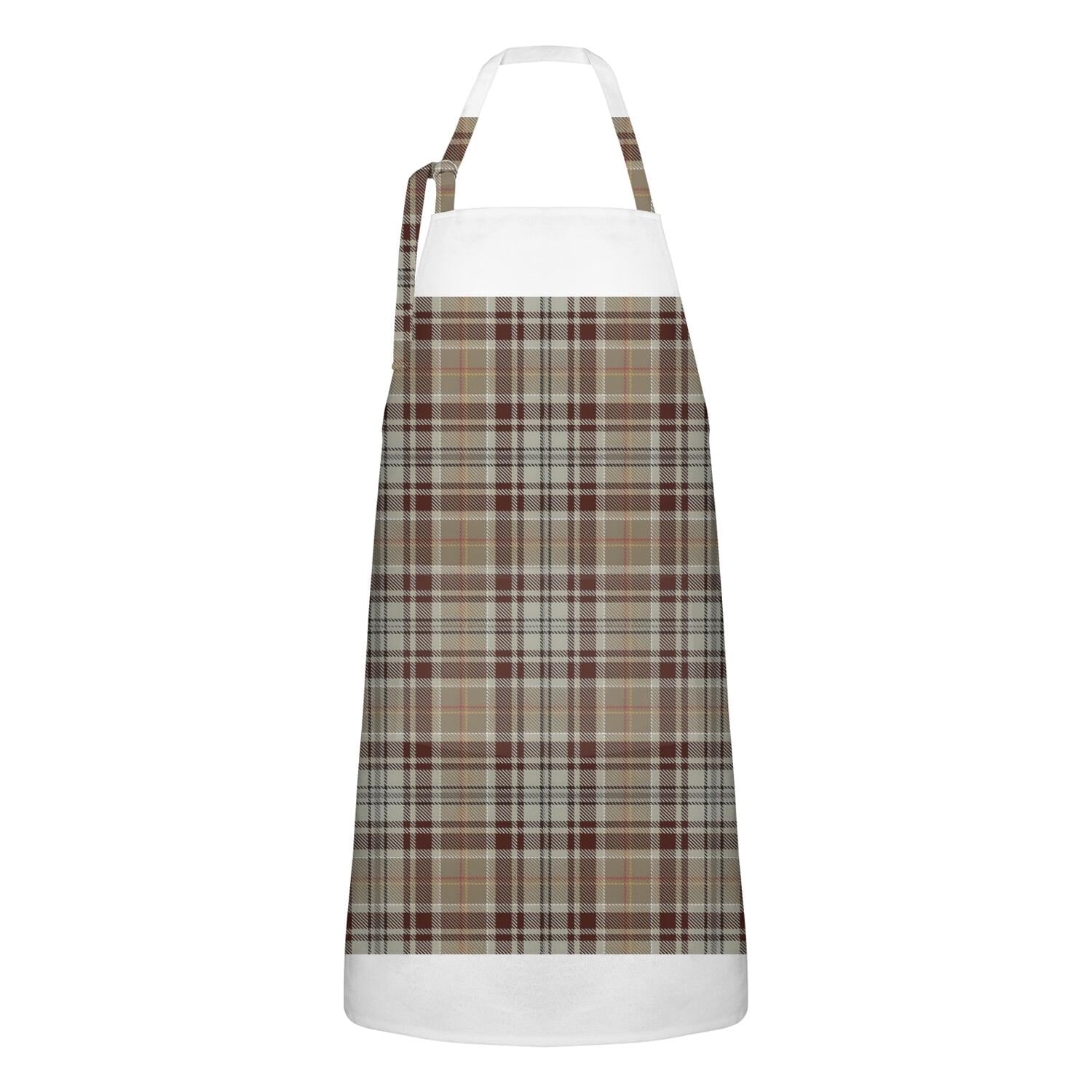 Brown Beige Plaid Checkered Pattern Apron-Garden Aprons for Women with ...