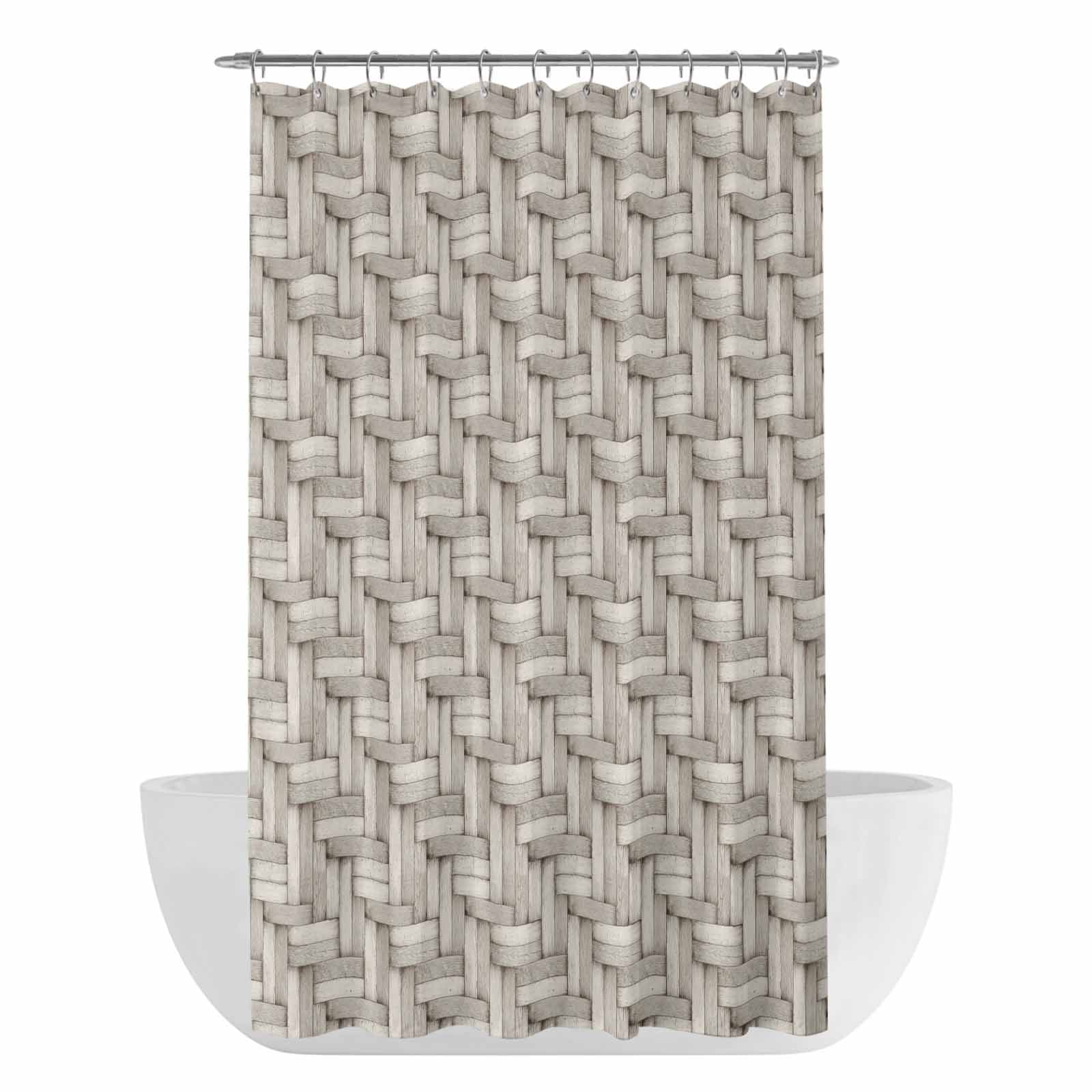 Brown Beige Rattan Shower Curtain - Water Repellent Fabric Shower ...