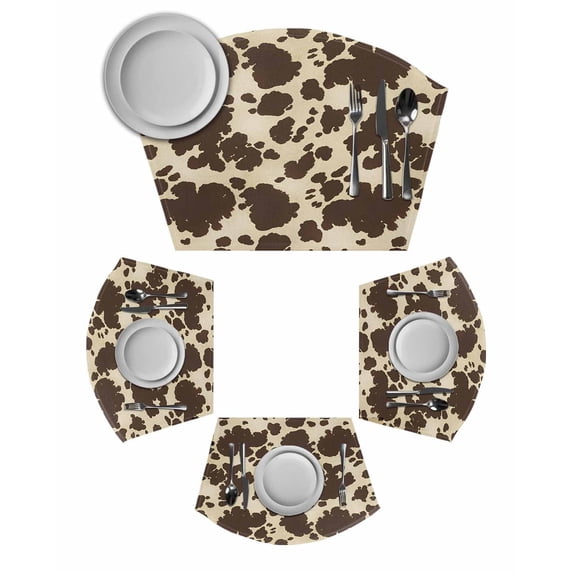 Brown Beige Round Table Placemats Set of 6 Wedge Placemats, Modern ...