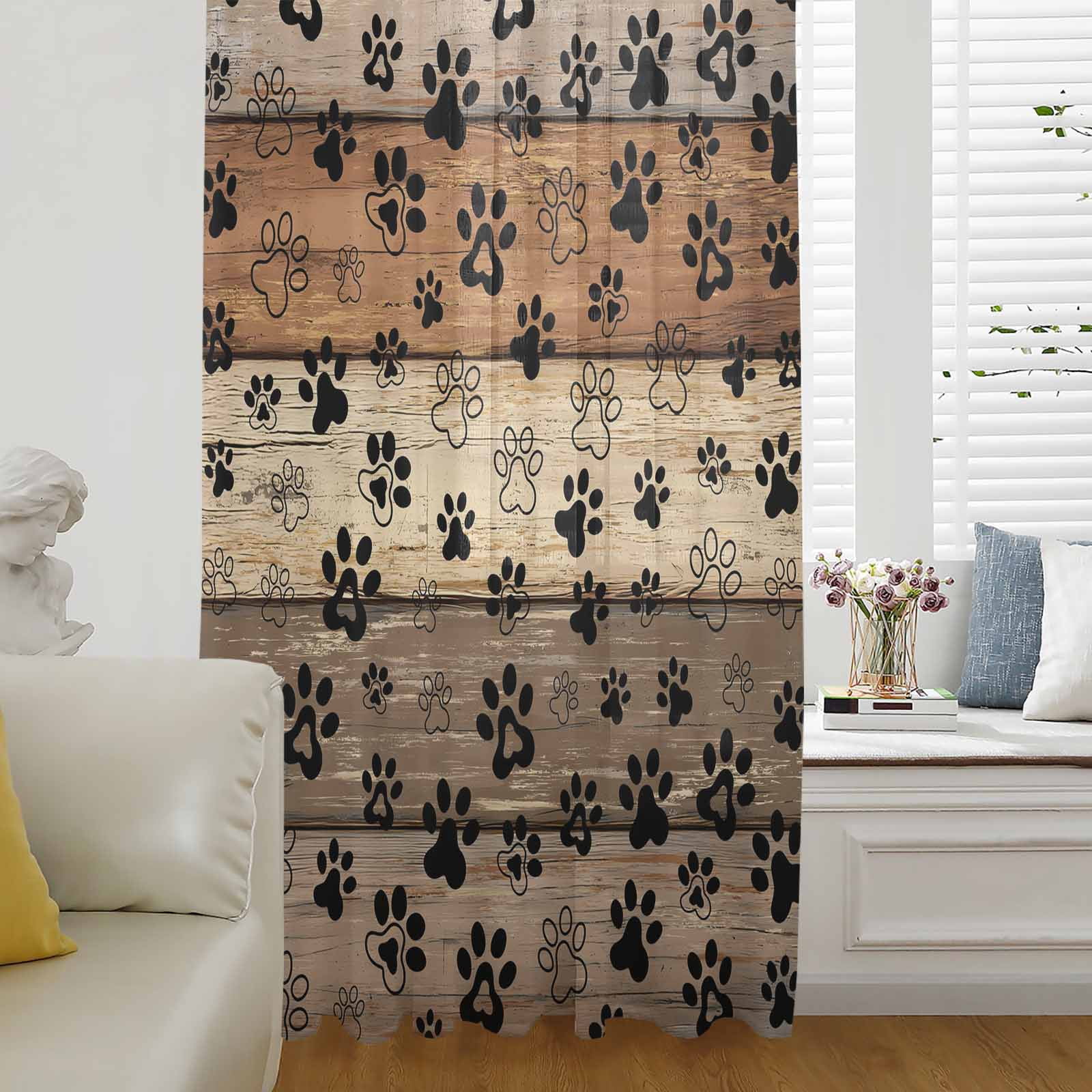 Brown Beige Semi Sheer Curtains Drapes for Living Room, Bedroom, French ...