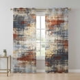 Brown Beige Sheer Curtains 84 Inch Long 2 Panels, Gray Abstract Smoky ...