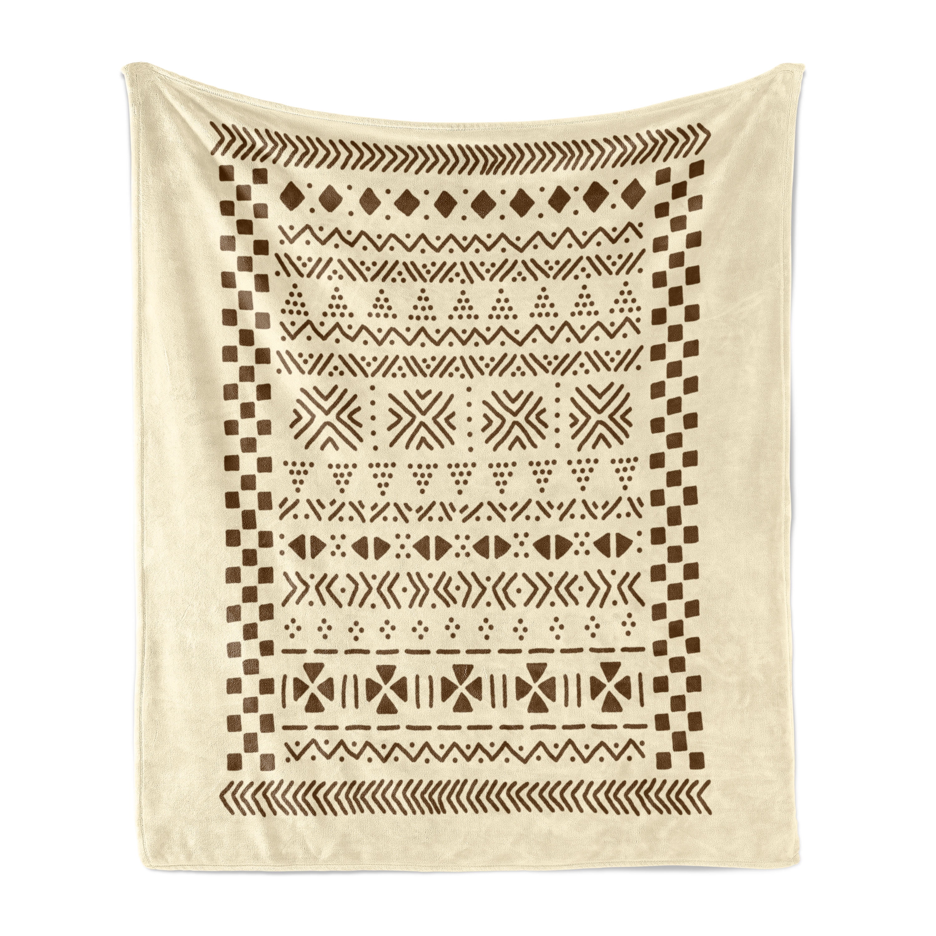 Brown and Beige Soft Flannel Fleece Throw Blanket, Traditional ...