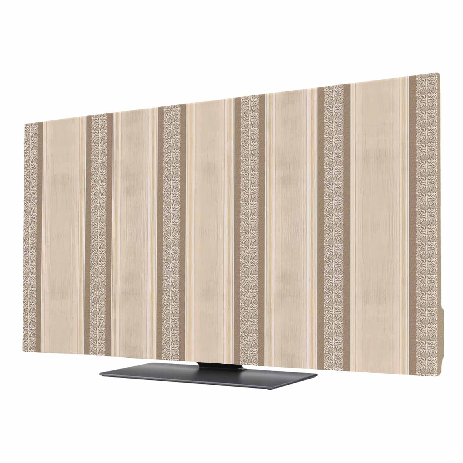 Brown Beige Striped TV Cover for 32 Inch Screen, Stretch Fabric ...