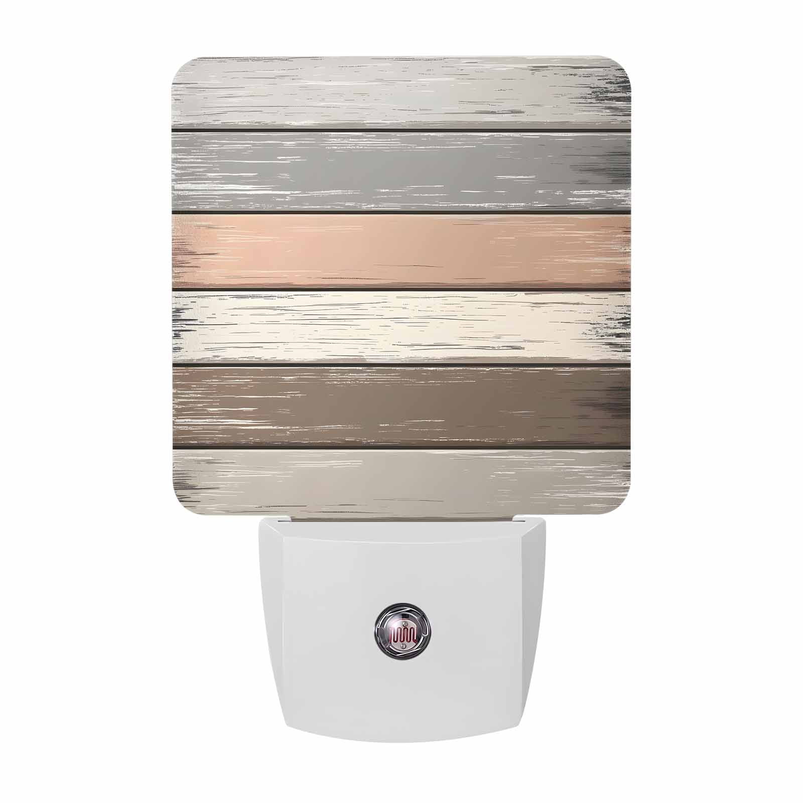 Brown Beige Stripes Plug-in LED Night Lights Wood Background Auto Dusk ...