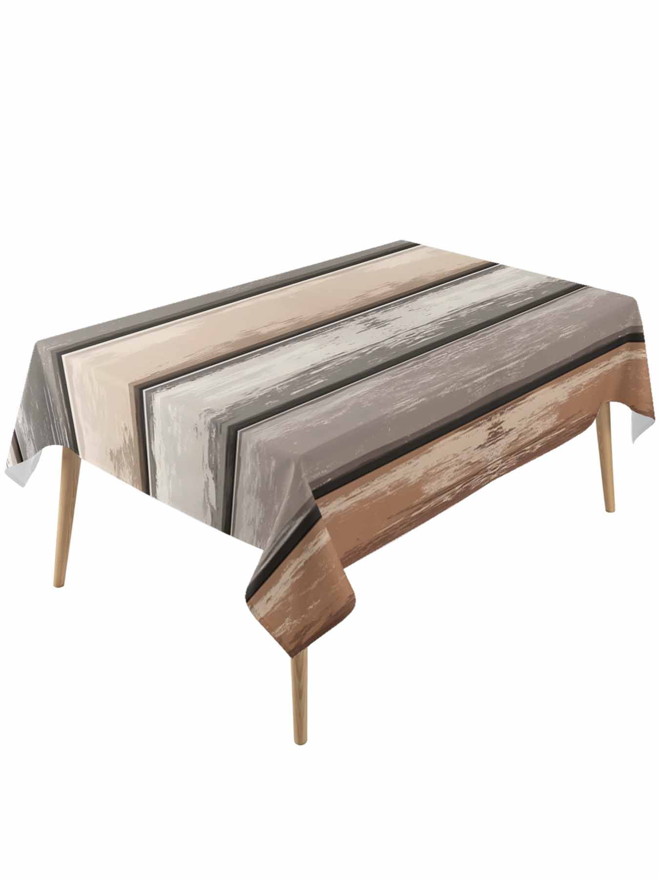 Brown Beige Stripes Table Cloth, Geometric Painting Neutral Textured ...