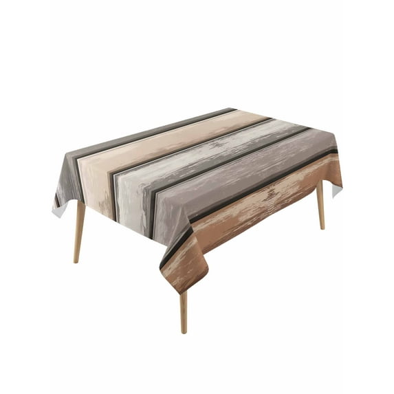 Brown Beige Stripes Table Cloth, Geometric Painting Neutral Textured ...