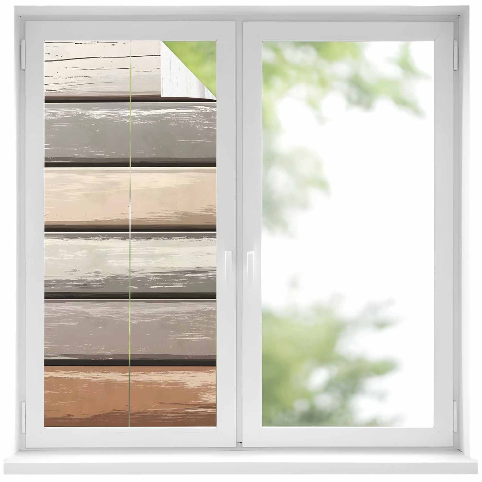 Brown Beige Stripes Window Privacy Film, Geometric Painting Neutral ...