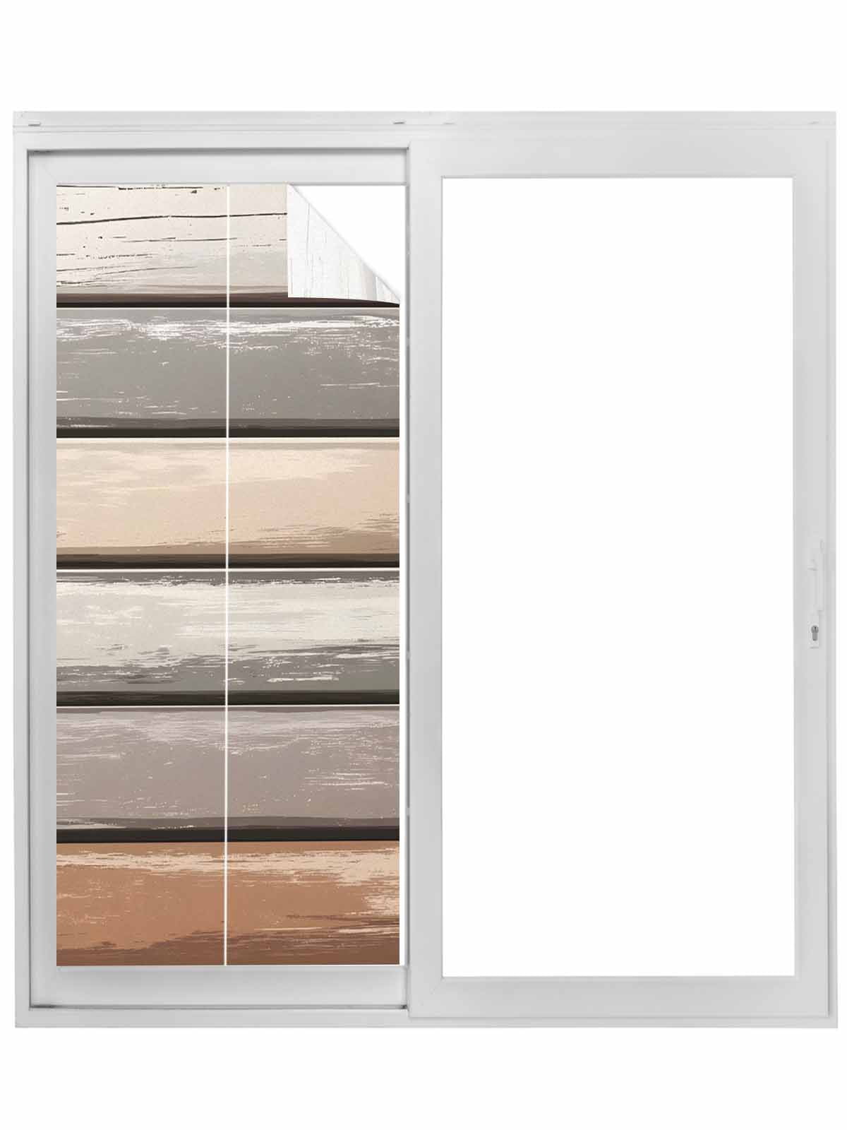 Brown Beige Stripes Window Privacy Film, Geometric Painting Neutral ...