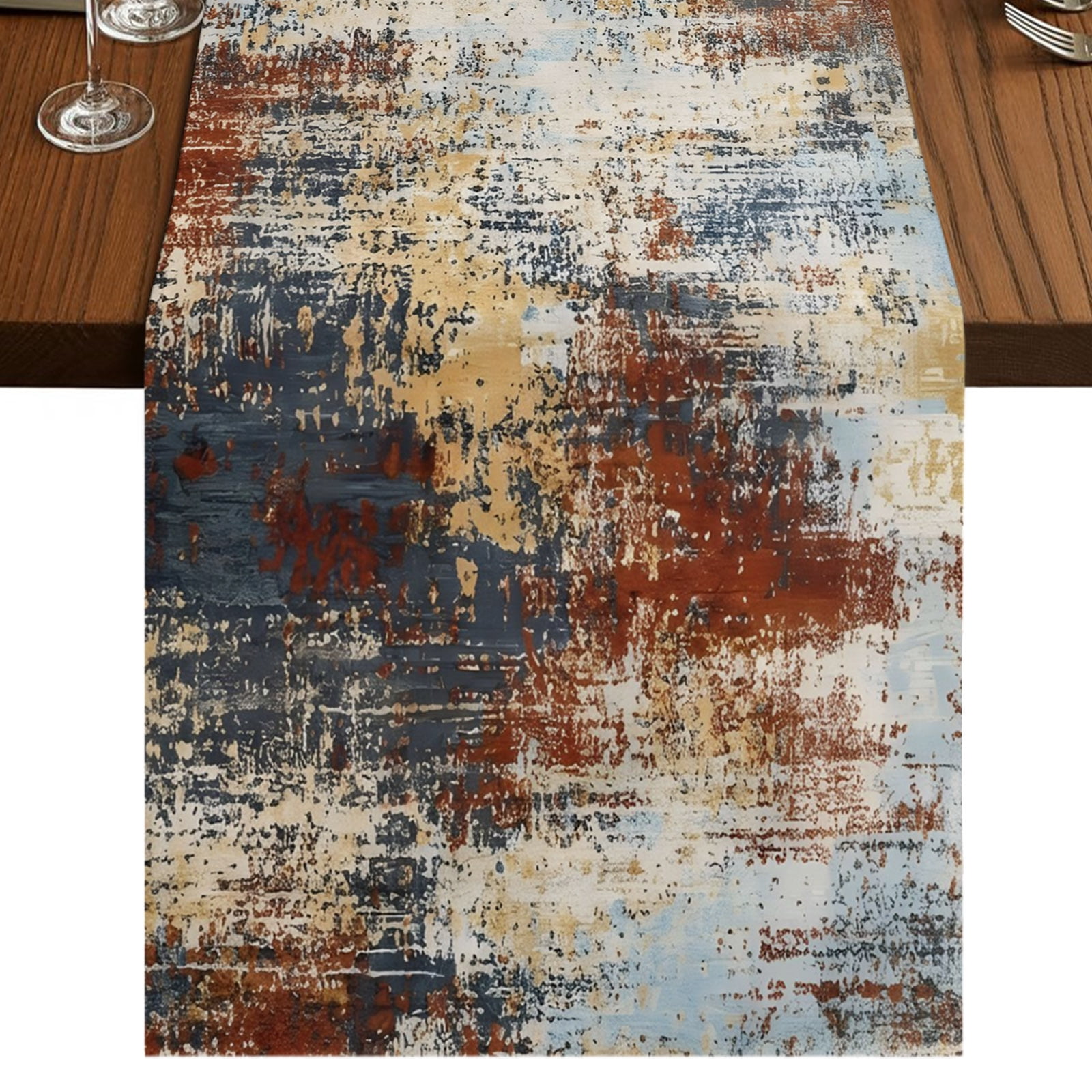 Brown Beige Table Runner 120 Inches Long, Gray Abstract Smoky Texture ...