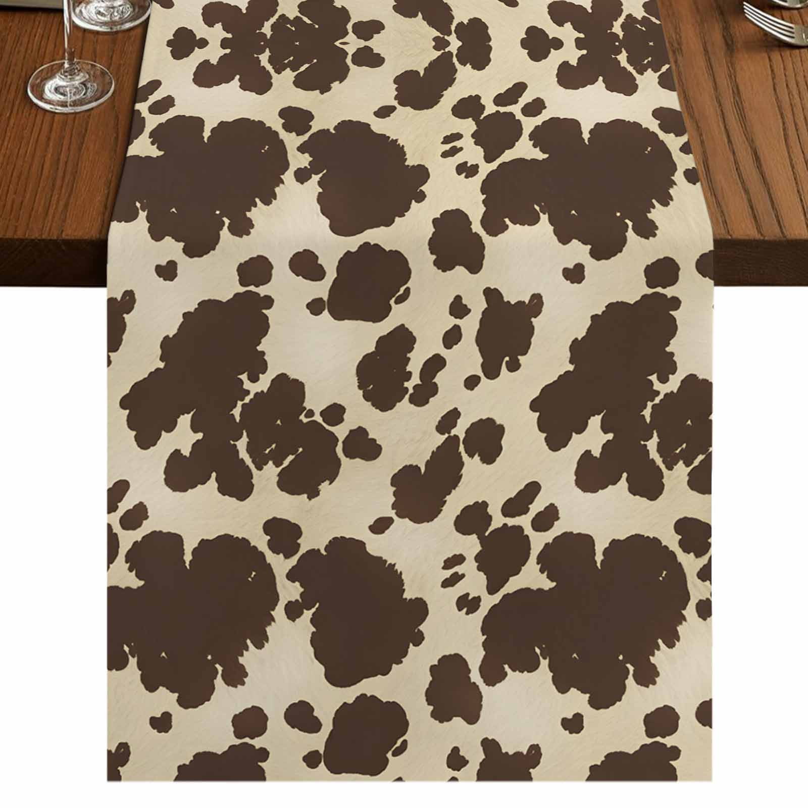 Brown Beige Table Runner 72 Inches Long, Modern Animal Texture Abstract ...