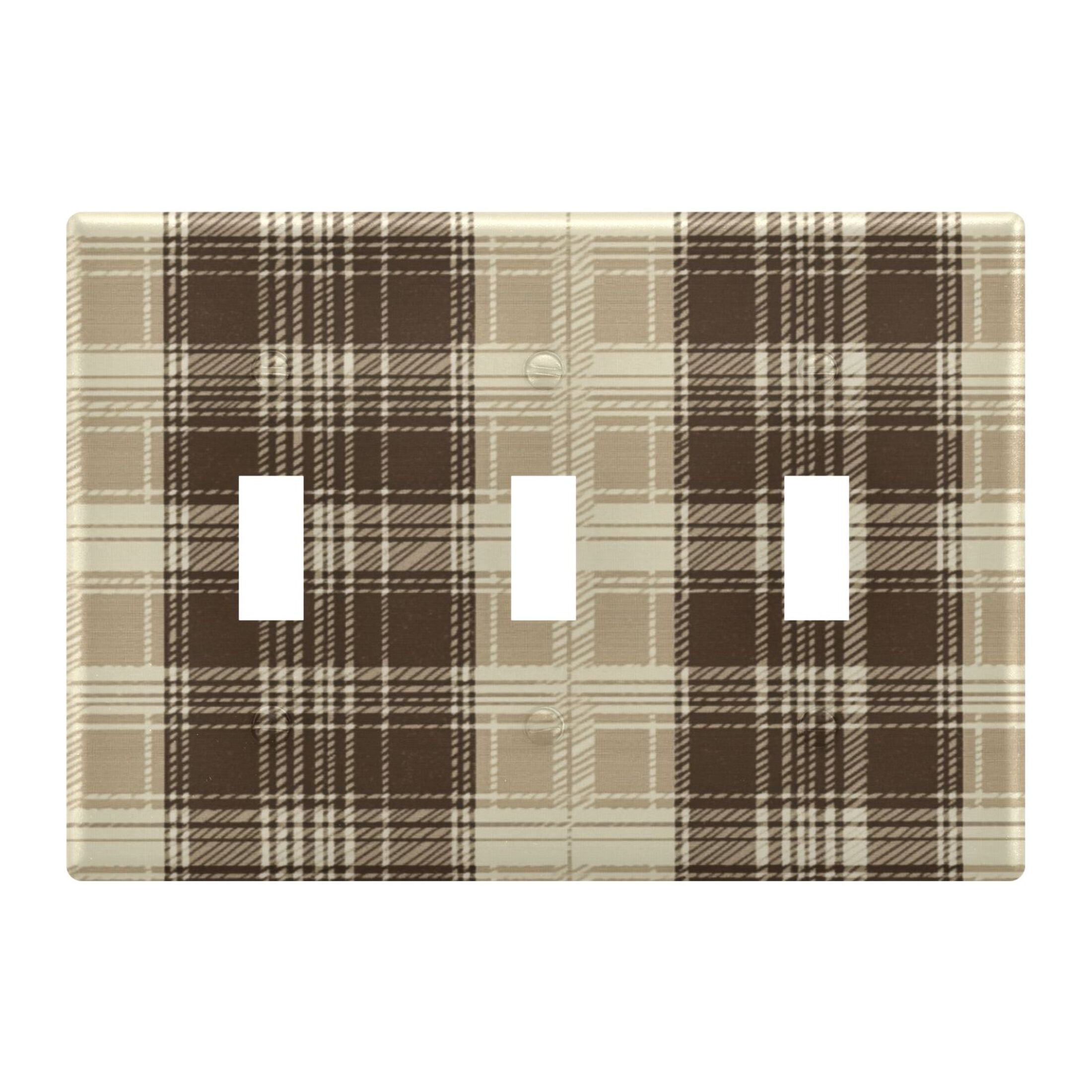 Brown Beige Tartan Plaid Light Switch Cover Electrical Outlet Cover ...