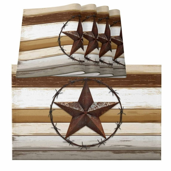 Brown Beige Texas Star Placemats for Dinning Table Set of 4, Vintage ...