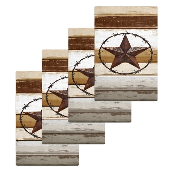 Brown Beige Texas Star Retro Kitchen Dish Towels for Drying Dishes Set ...