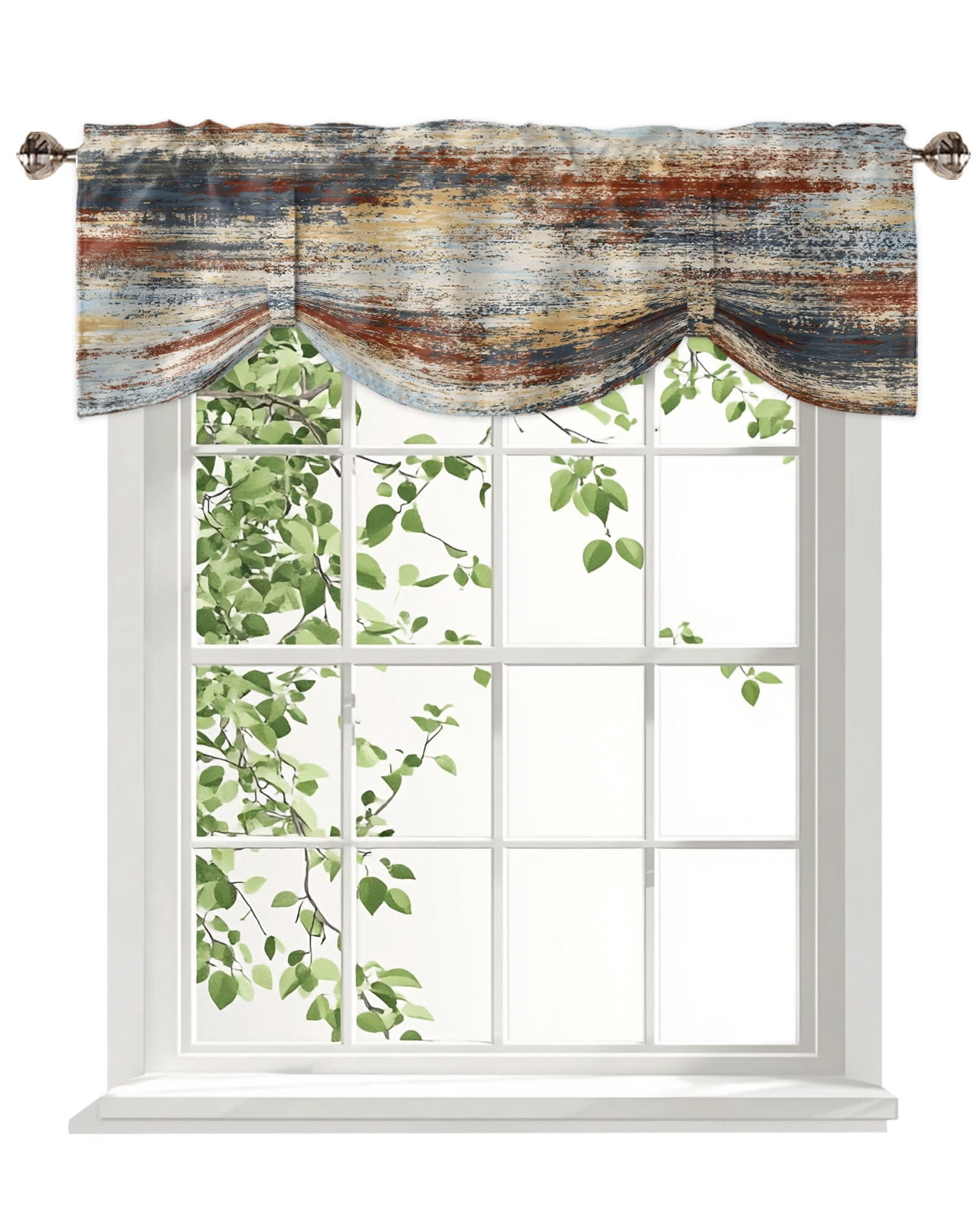 Brown Beige Tie Up Valances Curtain, Gray Abstract Smoky Texture ...