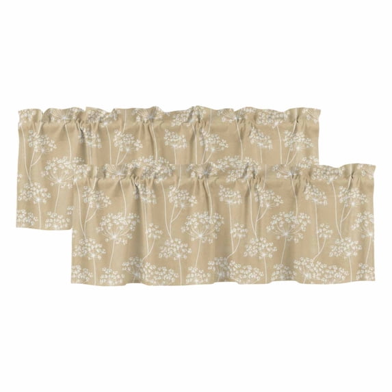Brown Beige Umbellifer 2 Panels Kitchen Valance, Retro Rustic Flora ...