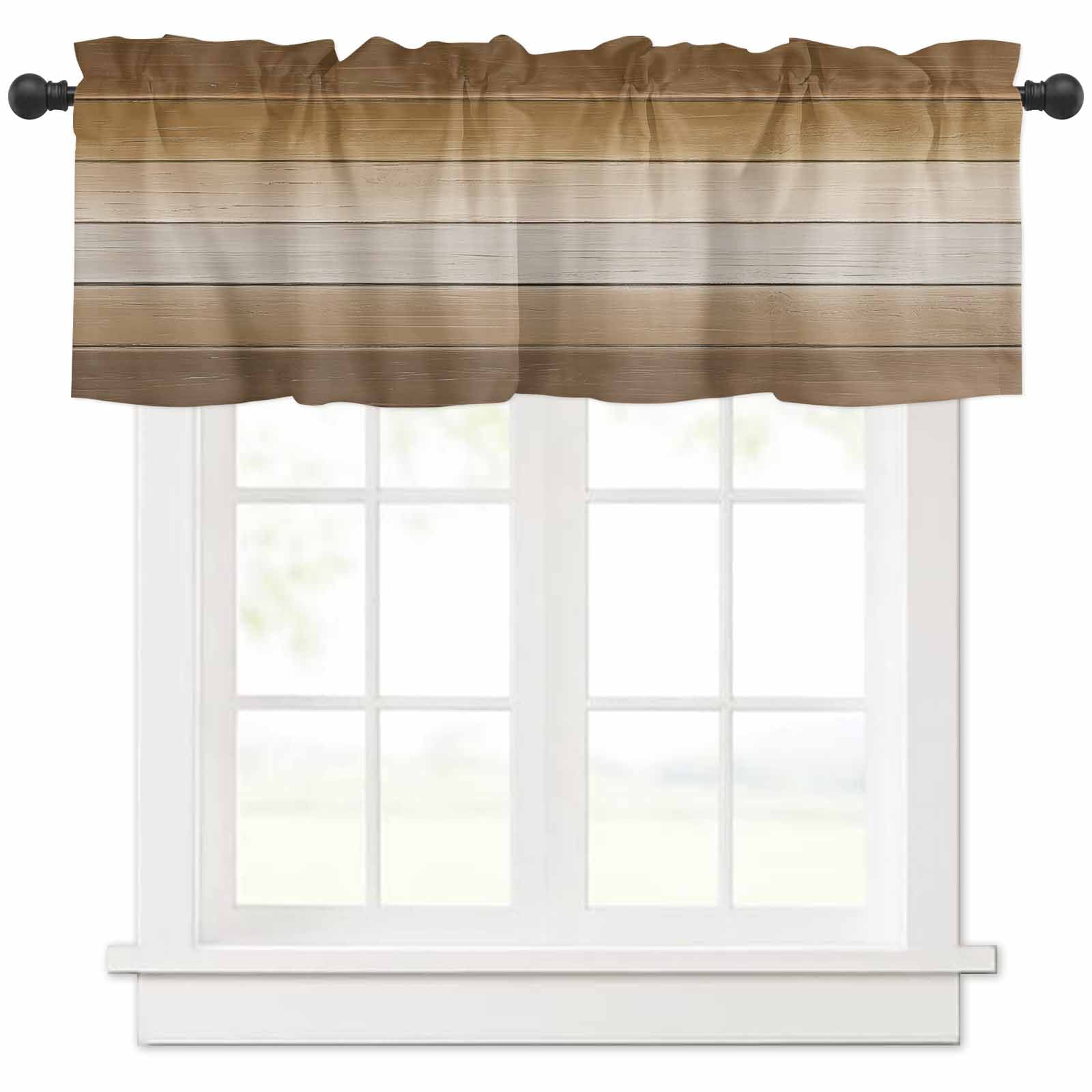 Brown Beige Valances for Windows Farmhouse Kitchen Curtains Valances ...
