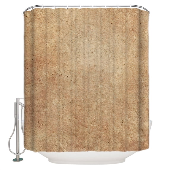 Brown Beige Vintage Bathroom Shower Curtains with 12 Hooks Polyester ...