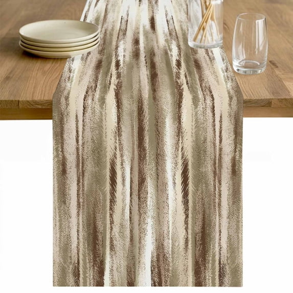 Brown Beige Vintage Table Runner - 70 Inch Long Retro Abstract Art ...
