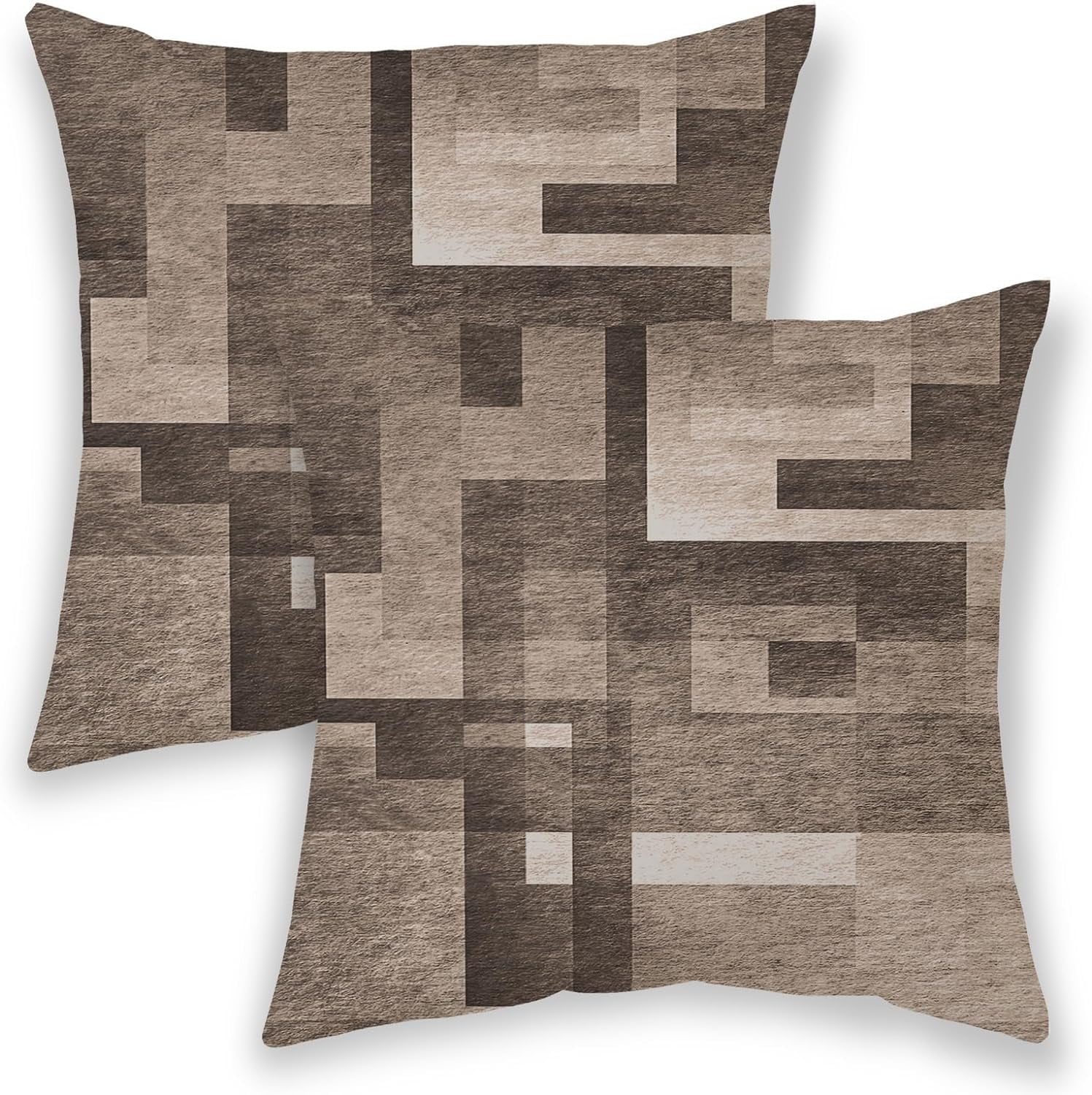 Brown Beige White Pillow Covers 20x20, Abstract Art Outdoor Decorative ...