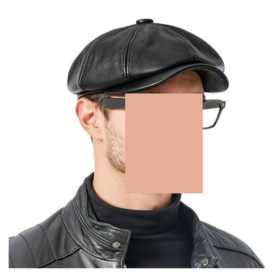 Brown Beret Hats For Men American/British Autumn/Winter Genuine Leather ...