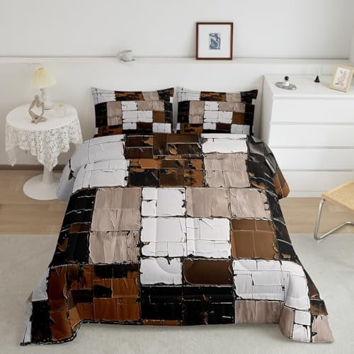 Brown Black Abstract Comforter Set Modern Abstract Art Bedding Set ...