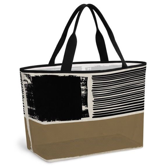 Brown Black Beach Bag for Women, Large Breathable Mesh Beach Tote Bag ...