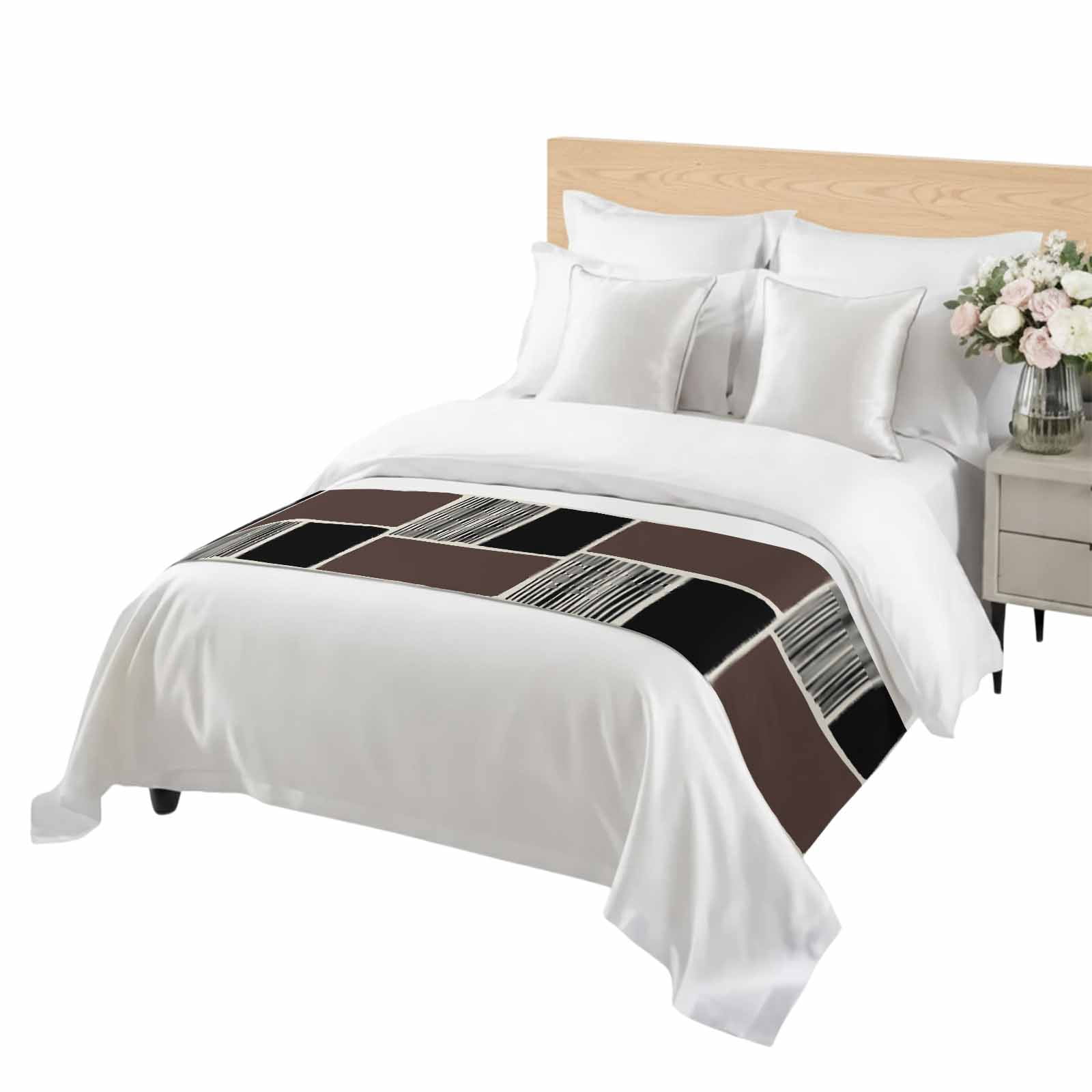 Brown Black Bed Runner Twin Size Vintage Japanese Style Striped Black ...
