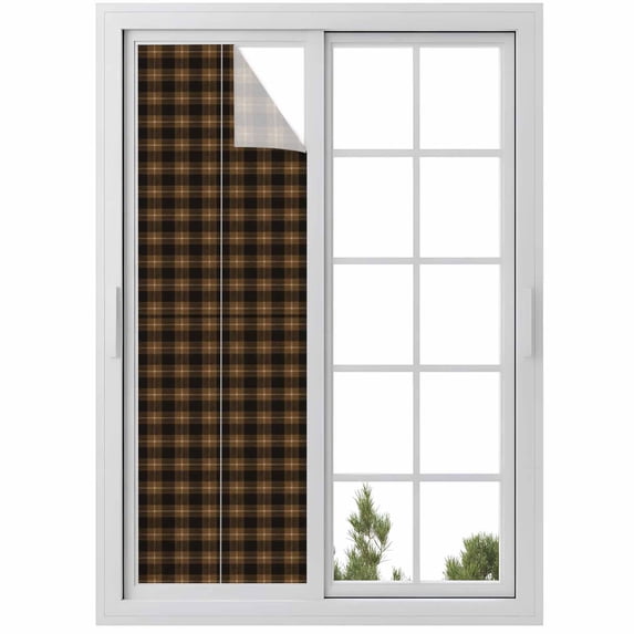 Brown Black Buffalo Plaid Window Privacy Film, Country Rustic Classic ...