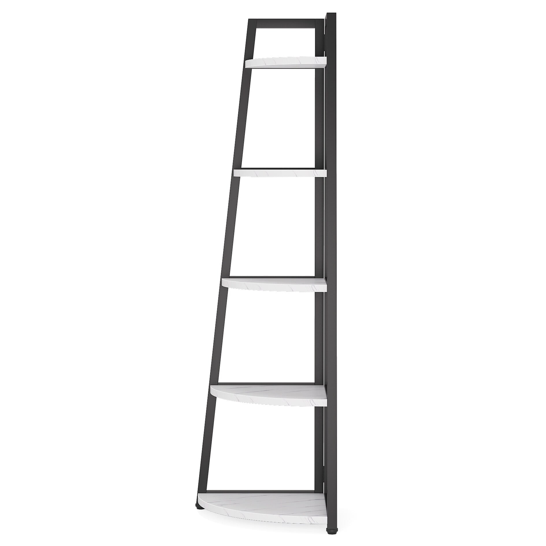 Brown/ Black Corner Ladder Shelf,5 Tier Corner Bookshelf Bookcase ...