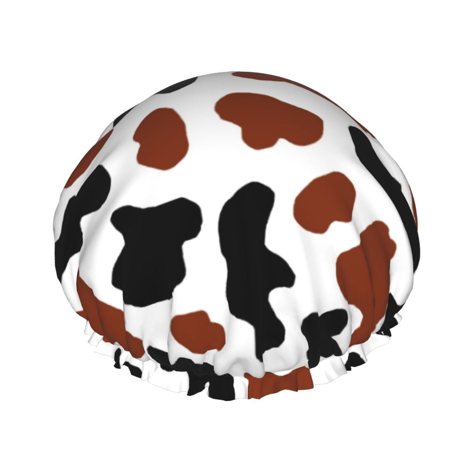 Brown Black Cow Shower Cap for Women, Double Waterproof Layers Shower ...