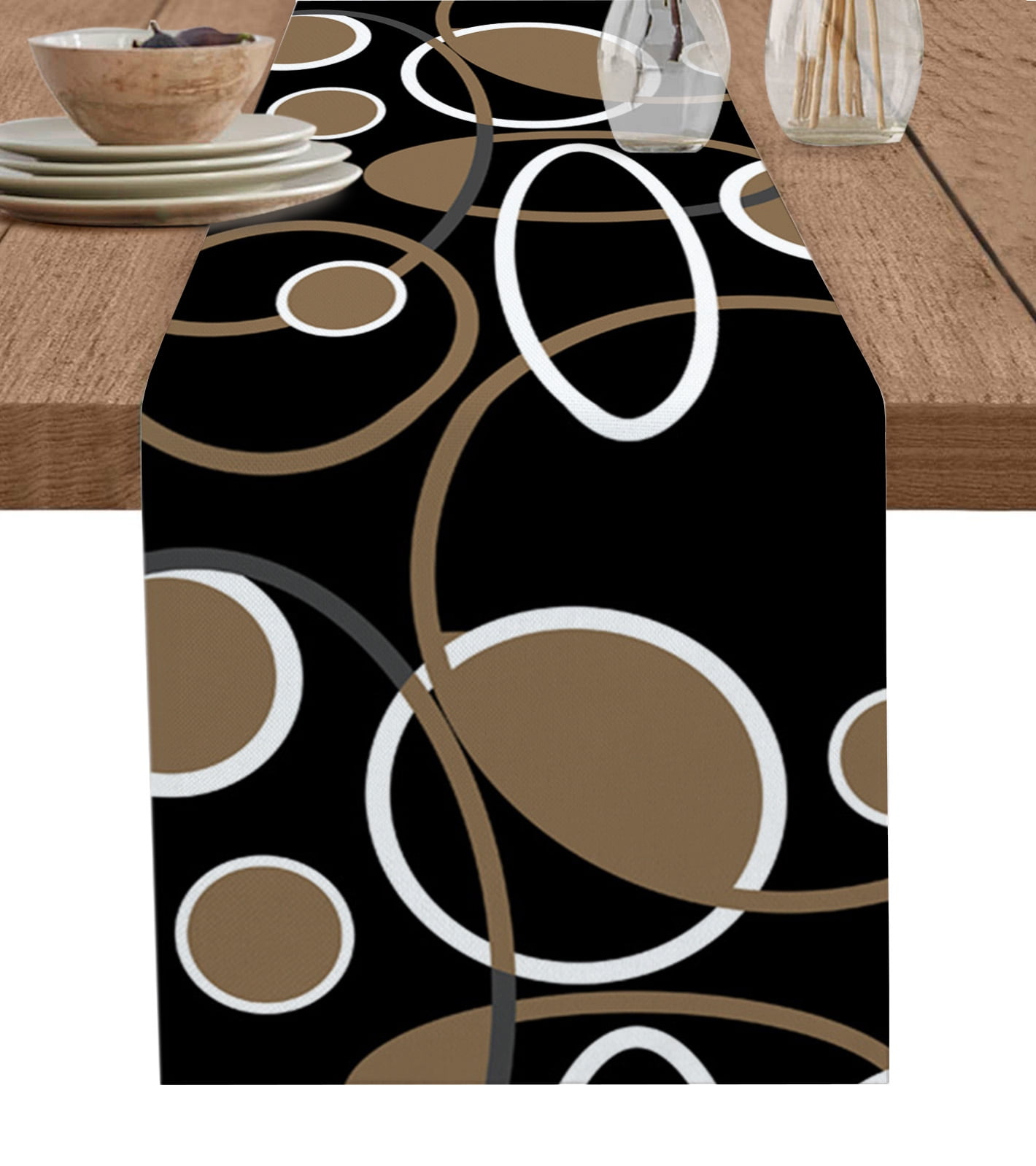 Brown Black Geometric Abstract Texture Table Runner Wedding r Table ...