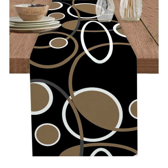Brown Black Geometric Abstract Texture Table Runner Wedding r Table ...