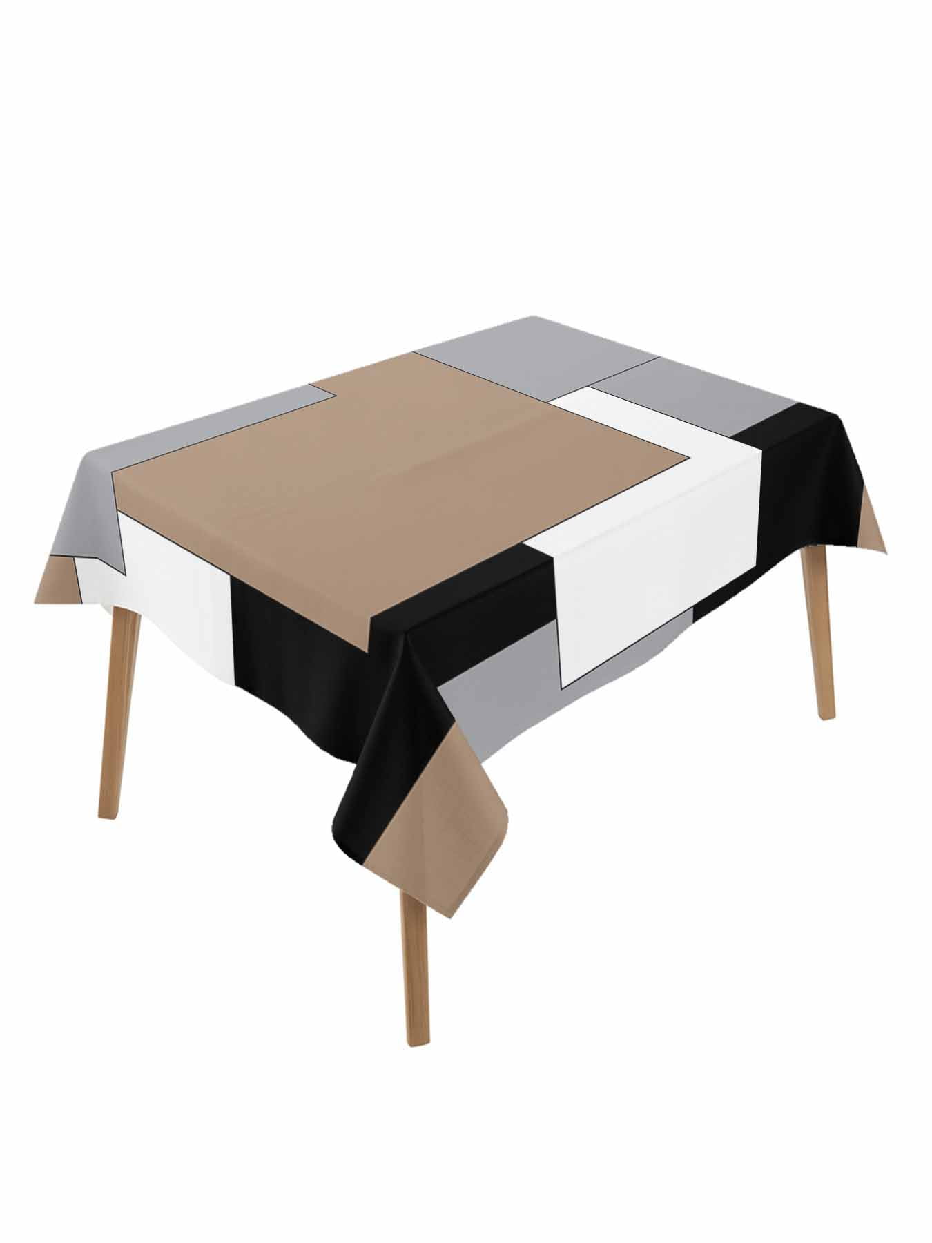 Brown Black Grey Table Cloth, Middle Century Irregular Geo Abstract Art ...