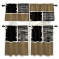 Brown Black Kitchen Curtains Set for Windows, Japanese Style Striped ...