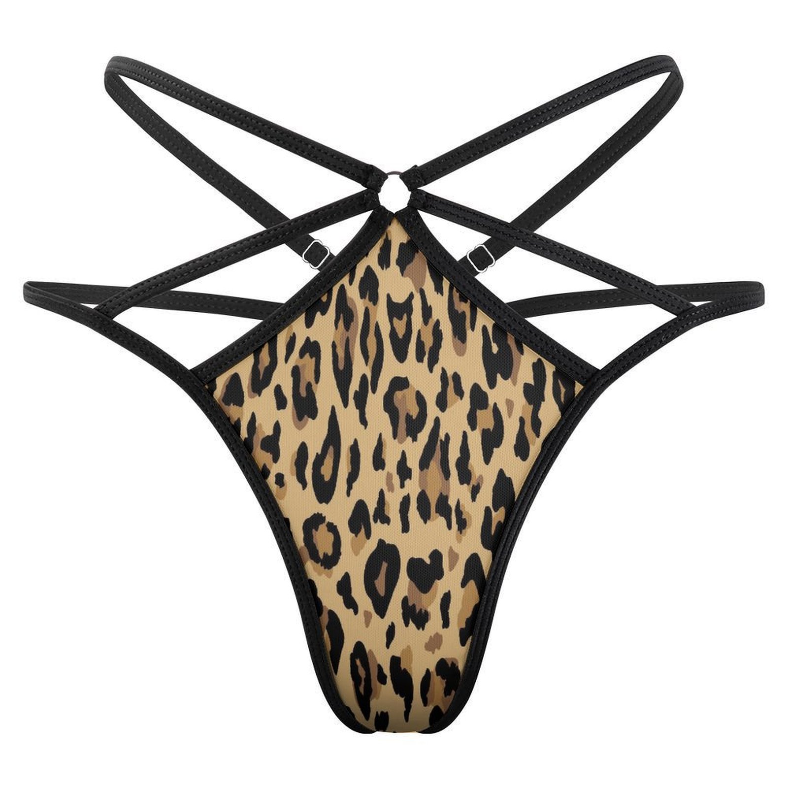 Brown Black Leopard Fur Pattern Open Type Women's Panties Crotch ...