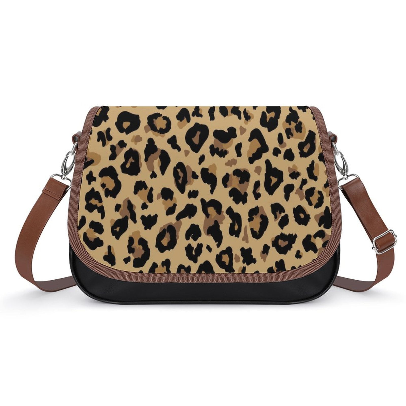 Brown Black Leopard Fur Pattern Pu Leather Shoulder Bag Essential For ...