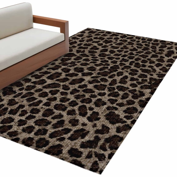 Black Leopard Print Rug