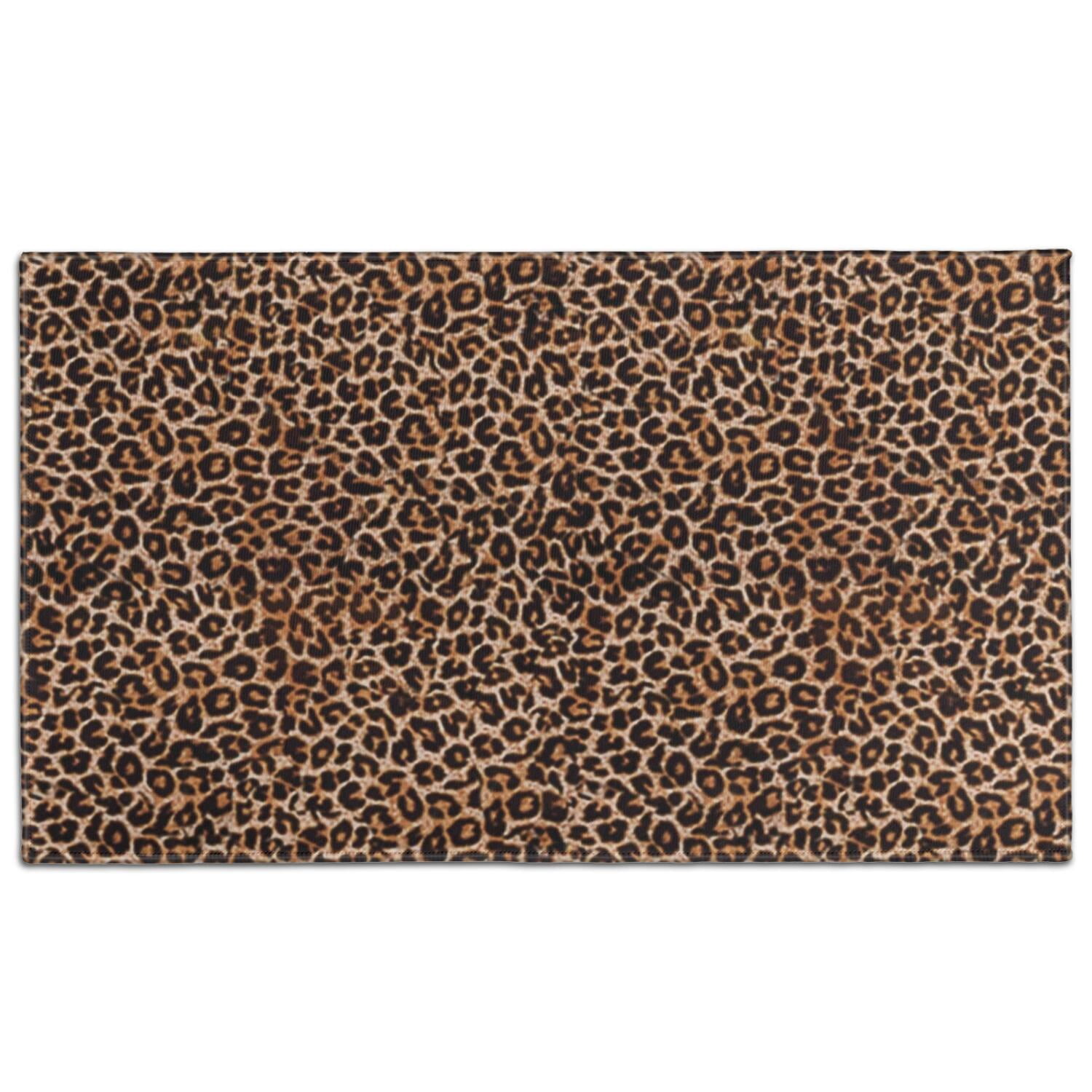 Brown and Black Leopard Print Door Rugs,Washable Non Slip Door Mats ...