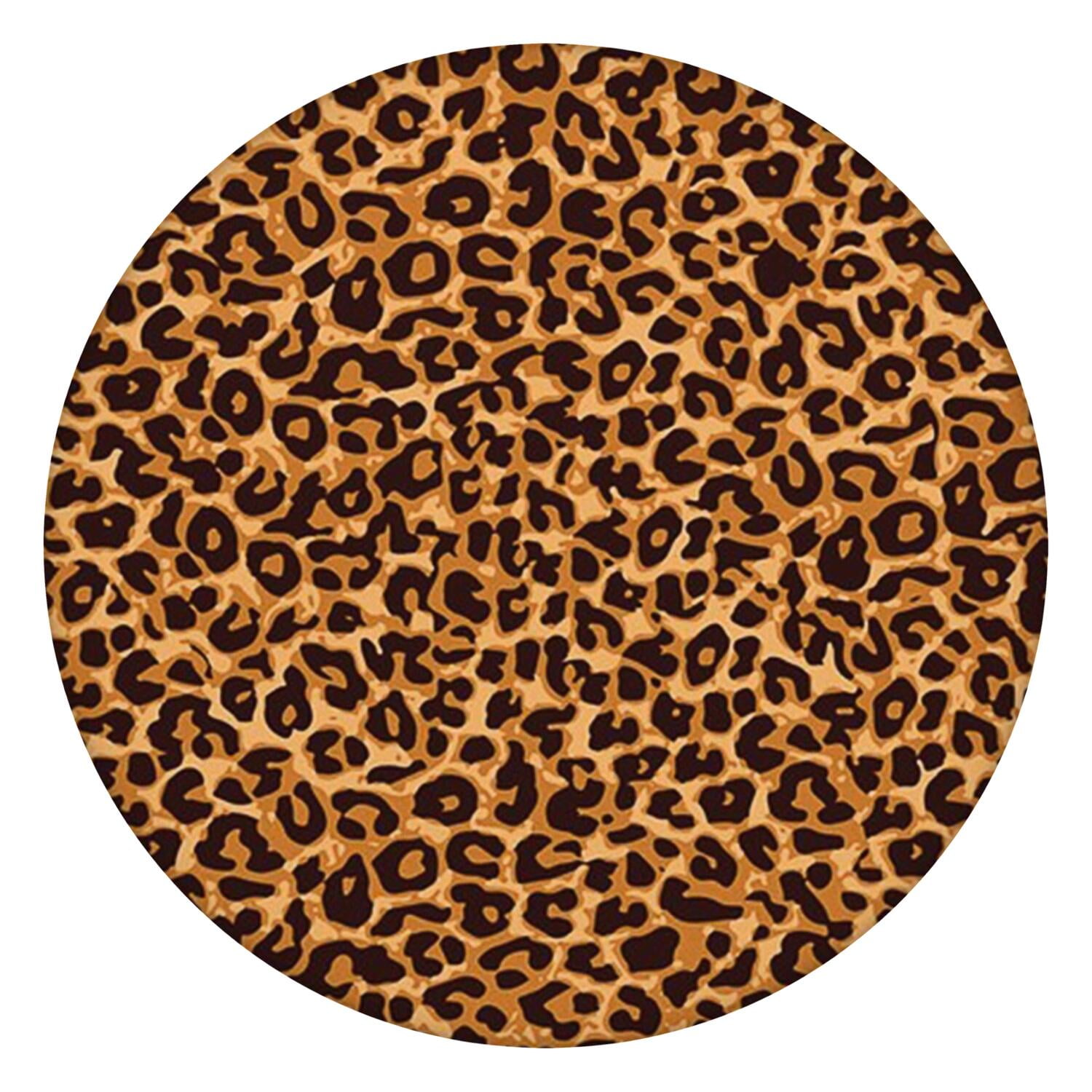 Brown and Black Leopard Print Round Fitted Tablecloth with Elastic Edge ...