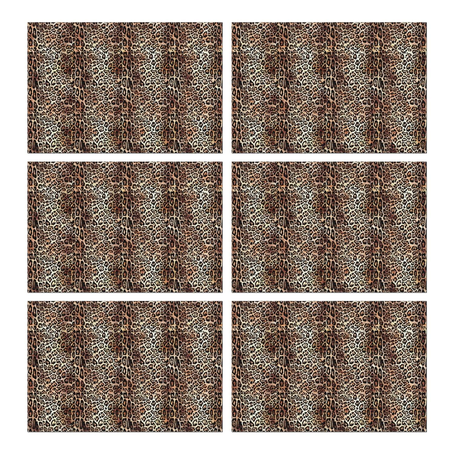 Brown and Black Leopard Print Summer Placemats Table Placemats Set Of 6 ...