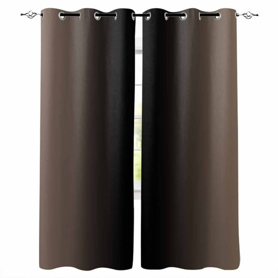 Brown Black Ombre Blackout Curtains 45 Inches Long, Modern Gradient ...