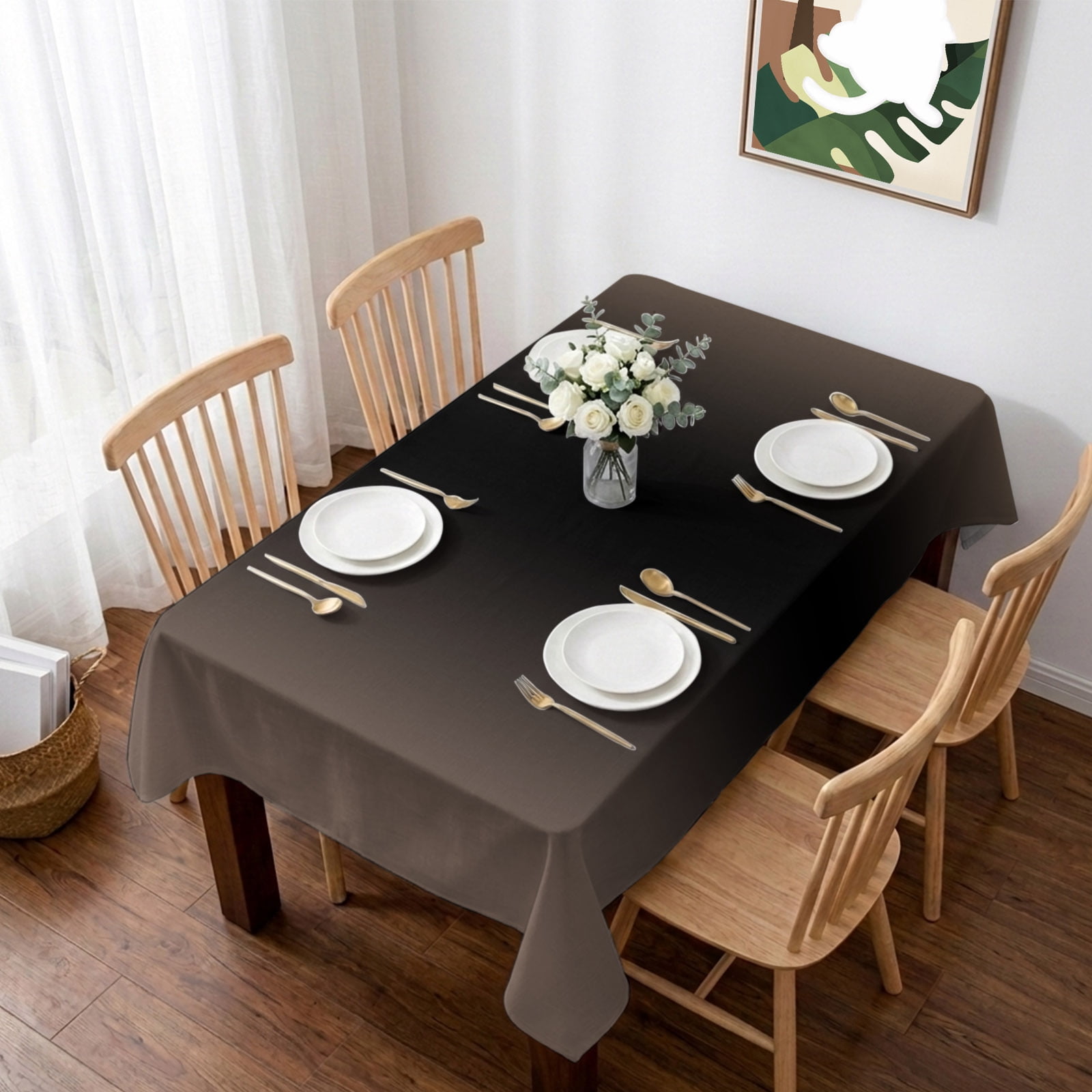 Brown Black Ombre Table Cloth Waterproof Tablecloths, Modern Gradient ...