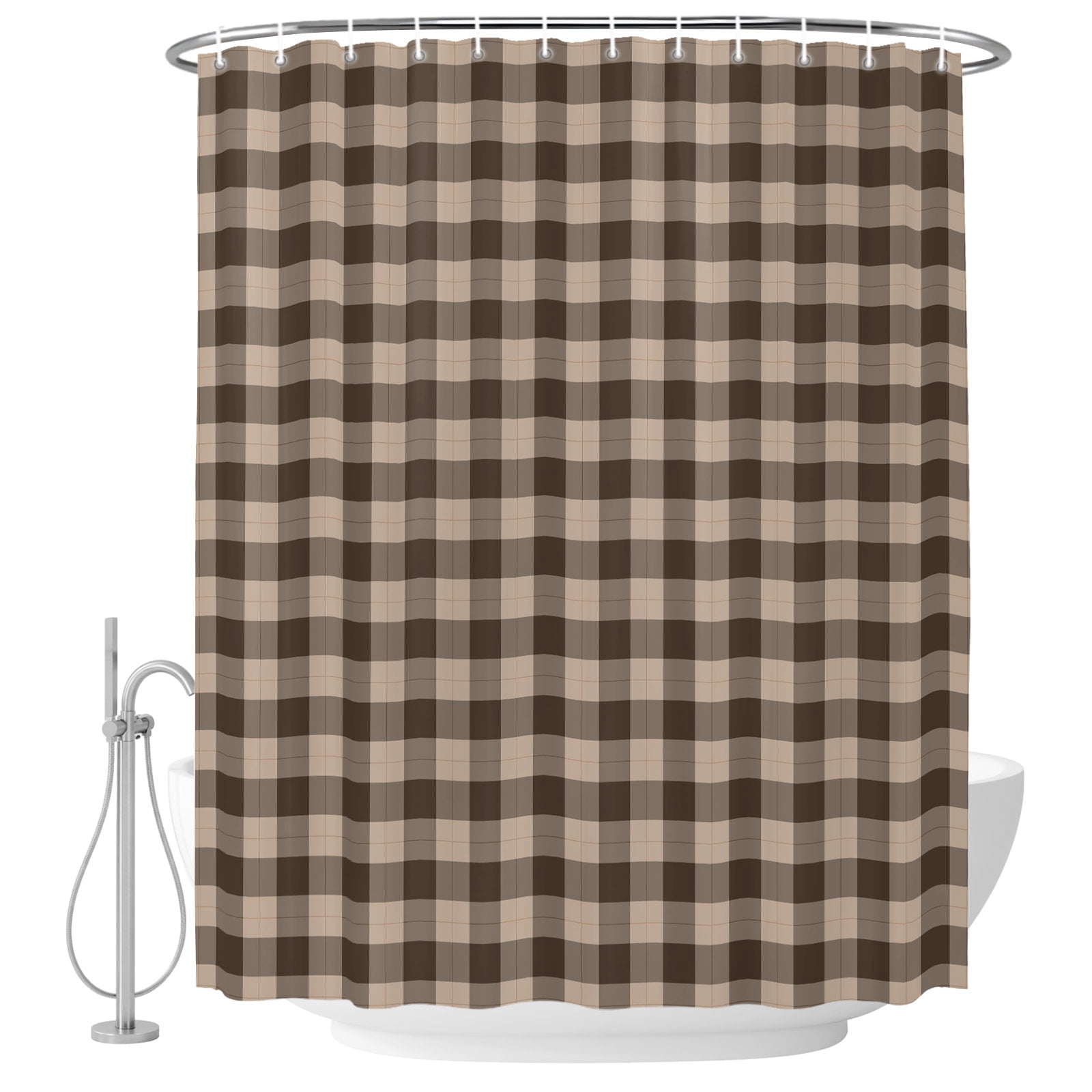 Brown Black Plaid Shower Curtain for Bathroom, Country Rustic Farmhouse ...